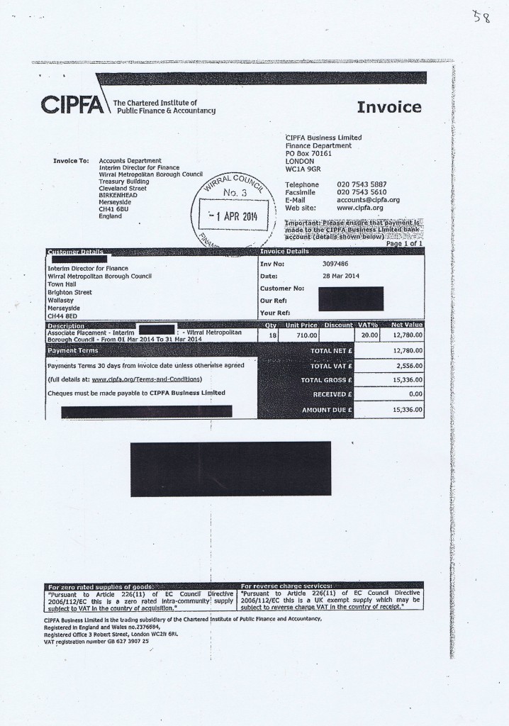 Wirral Council invoice 58 The Chartered Institute of Public Finance ...